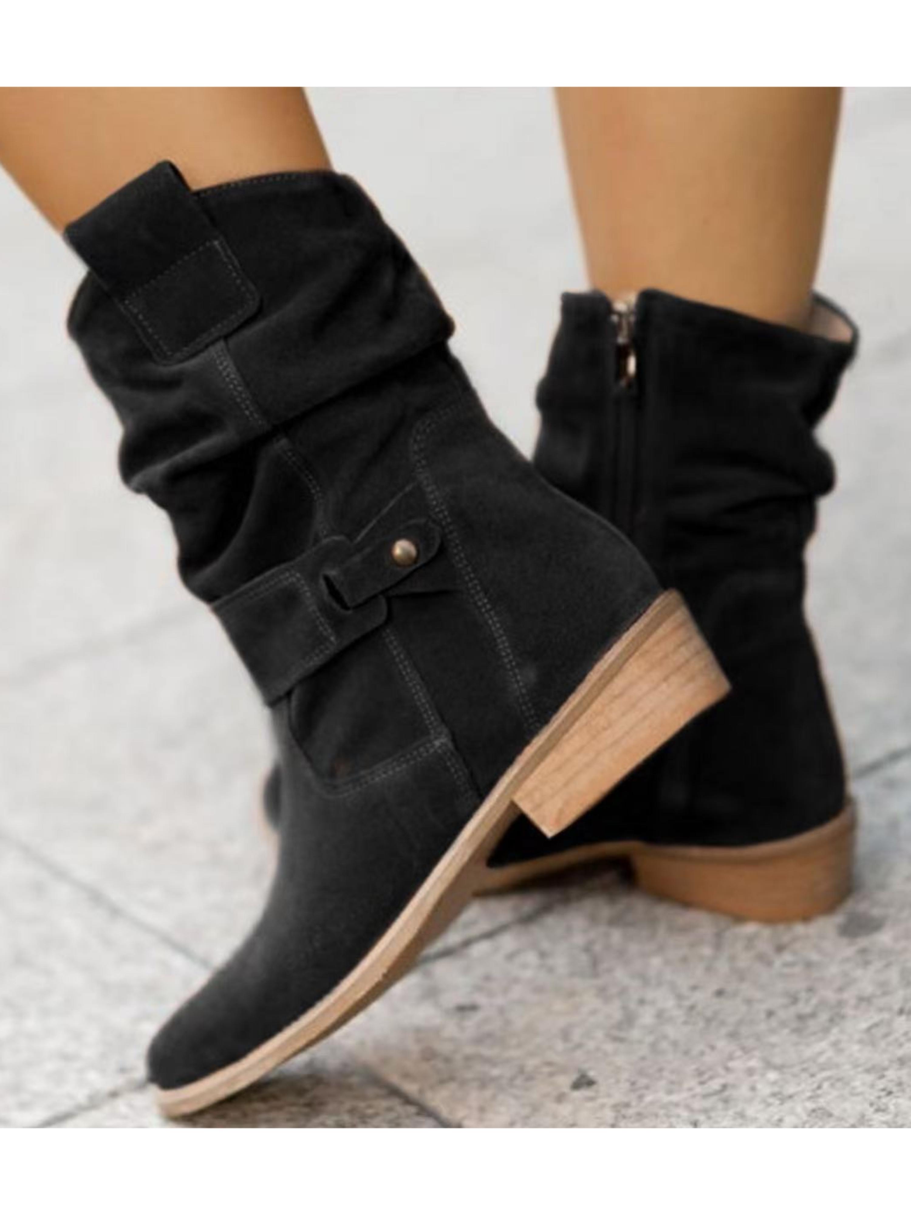 Custom Made Classic Wrinkled Flat Black Cowgirl Boots for Women – Wild ...